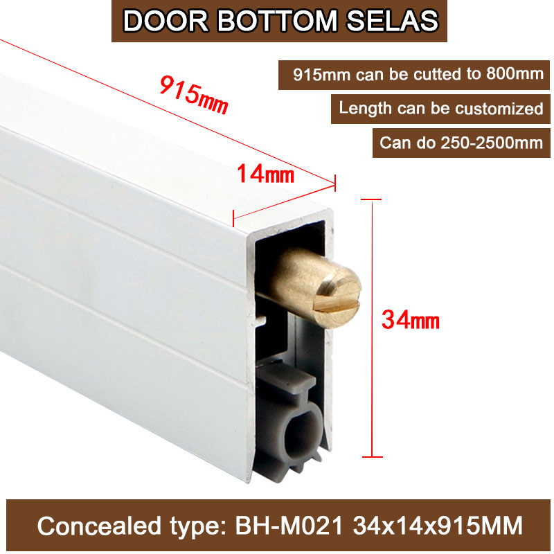 U Type Automatic Door Bottom Seals 915mm Fire Retadant Concealed Drop ...